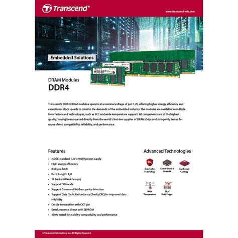 Transcend Ram Memory Ddr4 2666 U Dimm 16gb Premium Grade รับประกัน