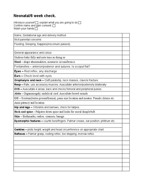 Neonatal 6 Week Check Guide Pdf