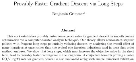梯度下降算法数十年传统思路被打破最优化问题中步长越大收敛速度越快 模式 方法 研究