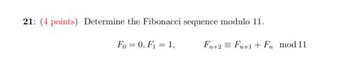 Solved Points Determine The Fibonacci Sequence Chegg Com