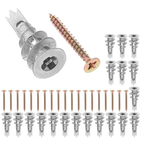 Ounona 20 Sets Anchors And Screw Set For Plaster Wall Drywall Anchor Kit