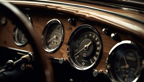 Vintage Car Dashboard Shiny Chrome Elegant Speedometer And Luxurious