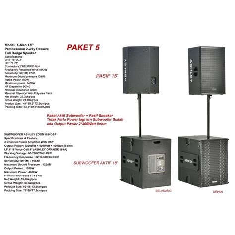 Jual Paket Subwoofer Aktif Ashley Unit Speaker Pasif Ashley Inch Shopee Indonesia