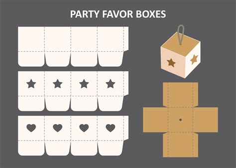 Premium Vector Party Favor Boxes Template Cut File