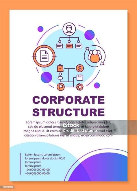 회사 구조 포스터 템플릿 레이아웃입니다 인사 관리 배너 소책자 선형 아이콘이있는 전단지 인쇄 디자인 비즈니스 조직 잡지 광고