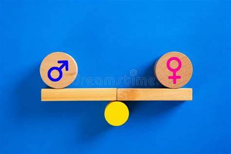 Gender Equality Concept Male And Female Symbol Balancing On Seesaw