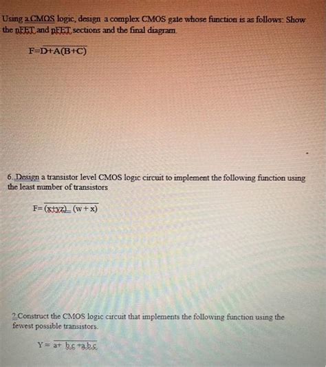Solved Using A CMOS Logic Design A Complex CMOS Gate Whose Chegg