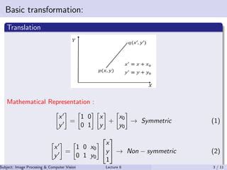 Lecture Basic Transform Translation Rotation Scaling PDF