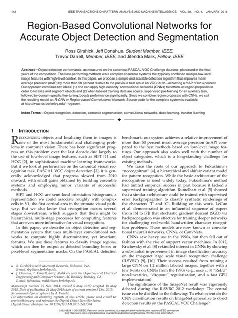 Region Based Convolutional Networks For Accurate Object Detection And