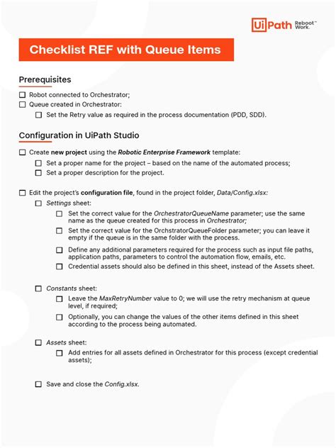 Reframework With Queues Checklist Pdf Parameter Computer Programming Extensible