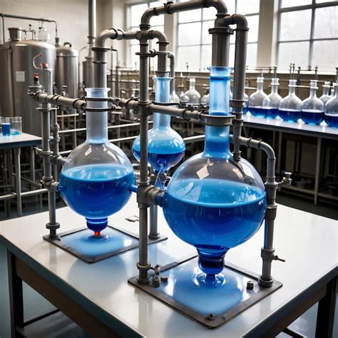 premium photo distillation is used to separate blue liquids for use