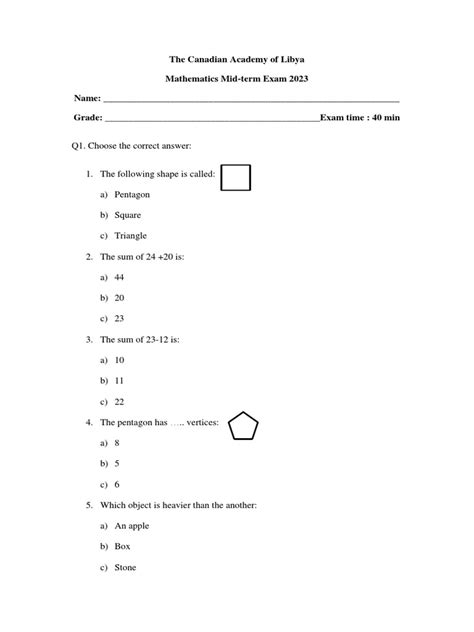 Grad2 Math Midterm Exam Pdf