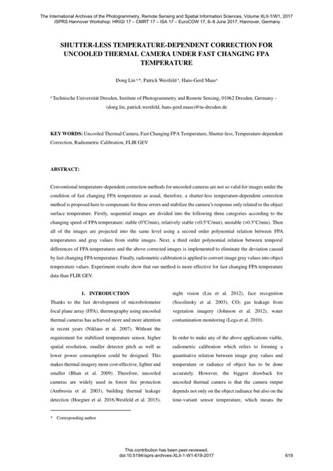 Pdf Shutter Less Temperature Dependent Correction For Uncooled