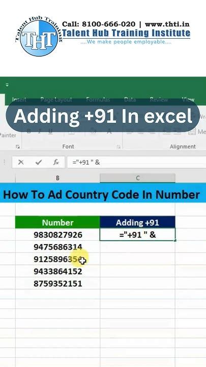 How To Add Country Code Before A Number In Excel Add 91 Before The Number In Excel