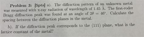 Solved Problem Pts A The Diffraction Pattern Of An Chegg
