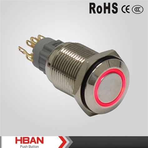 Hban 16mm Led Ring Lighted Pushbuton Switch High Quality Hban 16mm Led