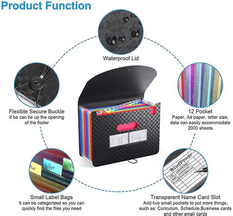 Accordian File Organizer 13 Pockets Expanding File Folder Expandable Cover Portable Filing Box