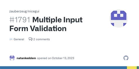 Multiple Input Form Validation · Zauberzeug Nicegui · Discussion 1791 · Github
