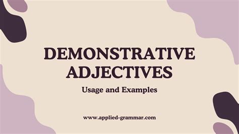 Demonstrative Adjectives In English Usage And Examples