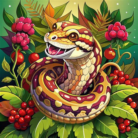 Axanthic Ball Python Inspired Smiles Jungle Berries Vector Stock Illustration Illustration Of
