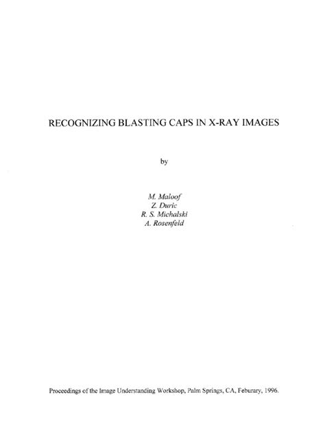 Recognizing Blasting Caps In X Ray Images Pdf