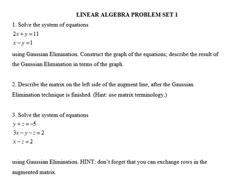 Solved 1 Solve The System Of Equations