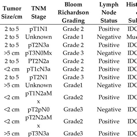 Clinicopathological Characteristics Of Breast Cancer Cases Included In