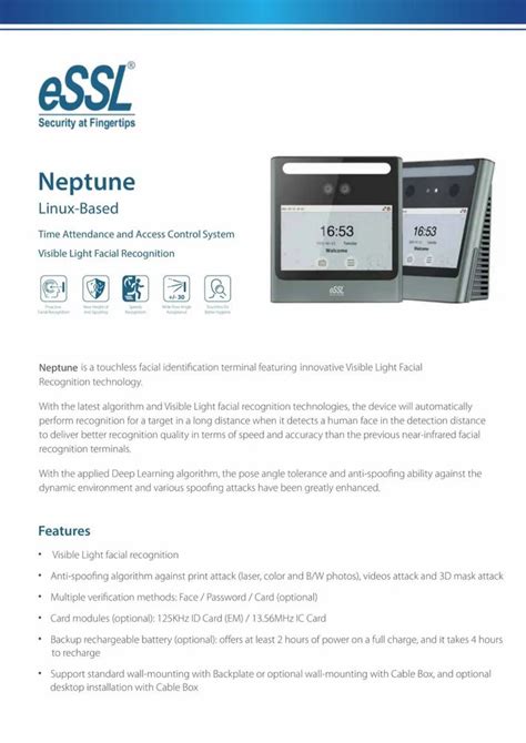 Face Recognition And Access Control System Visible Light Facial Recognition At Rs 13400 Piece