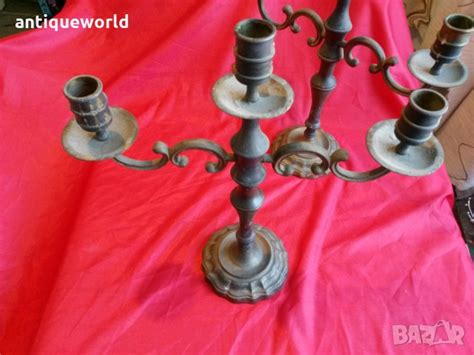 Комплект Старинни Бронзови КАМИННИ Свещници в Антикварни и старинни предмети в гр Шумен