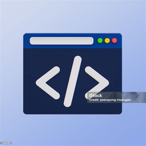 3d Minimal Program Development Concept Web Browser With Coding Icon 3d