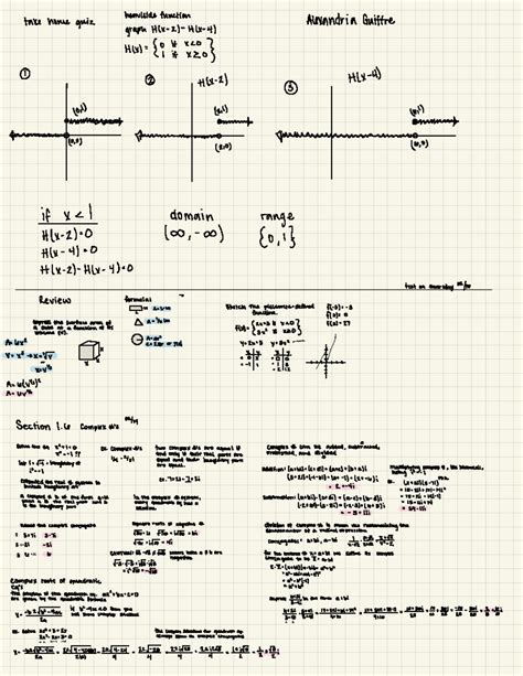 Pre Calc 5 Complex Numbers Take Home Quiz Heaviside Function