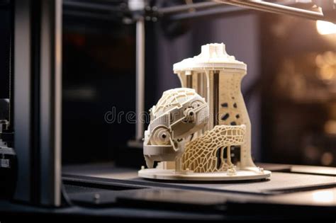 3d Printing And Additive Manufacturing Robot Working On A Series Of Intricate Prints Stock