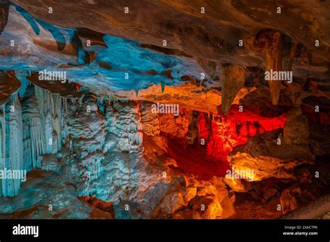 View Of Stalagmites And Stalactites In The Interior Of Cango Caves