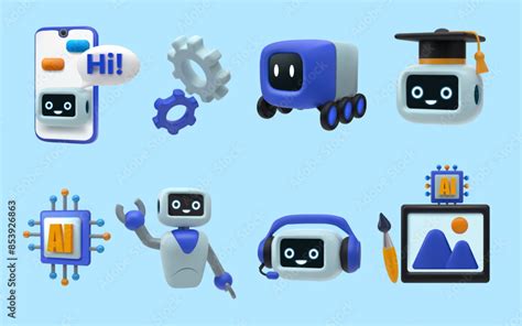Chatbot Robot 3d Android Assistant Mobile App Ai Support Character Cogwheel Gears And Chatbot Robot 3d Android Assistant Mobile App Ai Support Character Cogwheel Gears And