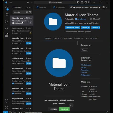 Install Material Icon Theme Extension In Vs Code Icon Theme Vscode