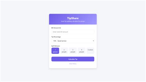 Tip Splitting Calculator Using Html Css And Javascript With Source