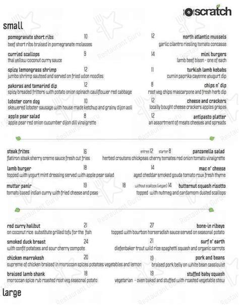 Menu At Scratch Saskatoon Menu At Scratch Saskatoon