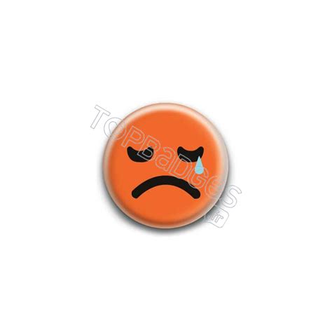 Badge Smiley Triste Orange