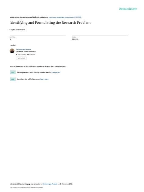 Identifying And Formulating The Research Problem October 2018 Pdf Quantitative Research
