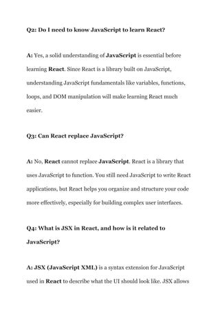 Top Differences Between React And Javascript A Detailed Comparison Pdf