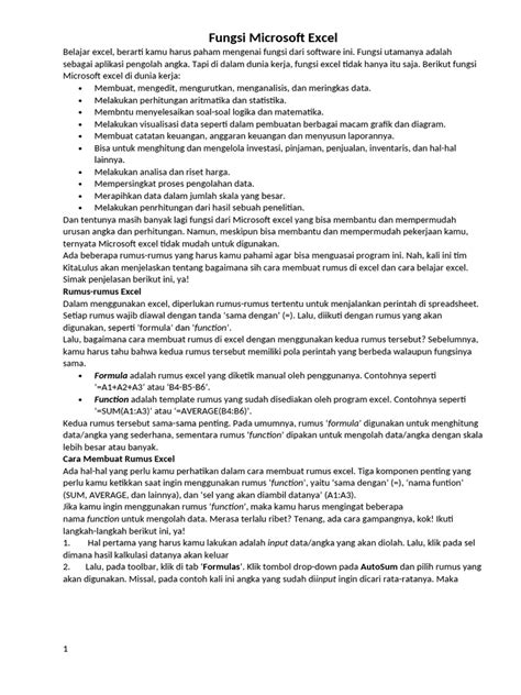 Fungsi Microsoft Excel Pdf