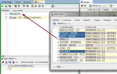 How To Select Column Headers In Sql Developer