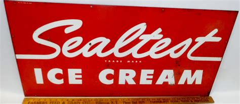 Lot Vintage C 1950 Double Sided Sealtest Ice Cream Red Metal