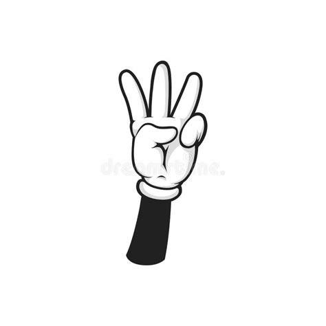Cartoon Hand Showing Three Fingers Count Gesture Stock Illustration