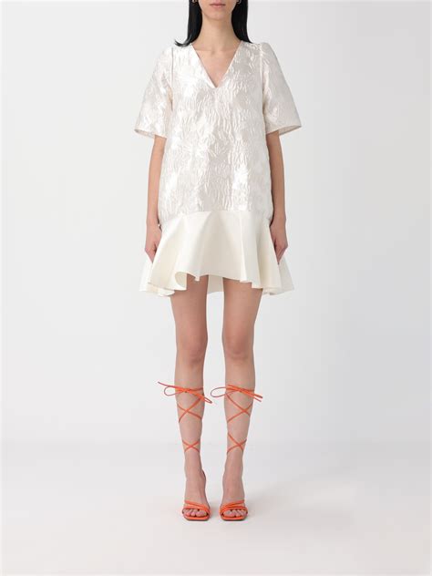 Ganni Floral Print Satin Mini Dress White A1030105 Gigliocom