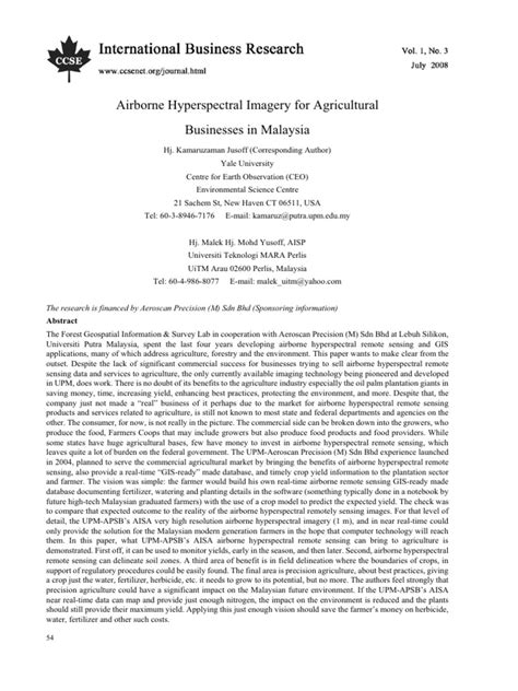 Airborne Hyperspectral Imagery For Agricultural Bu Pdf Remote Sensing Infrared