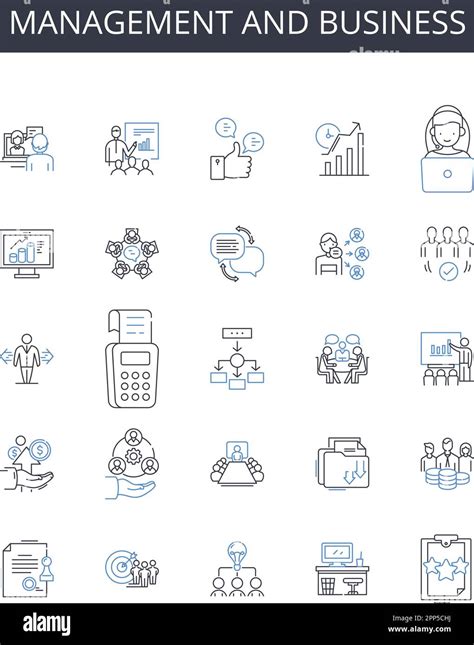 Management And Business Line Icons Collection Administration