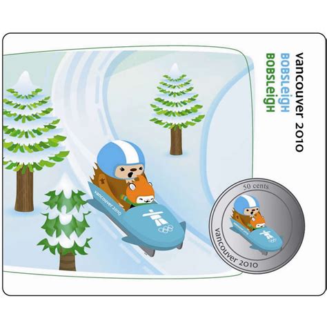 2010 50c Vancouver Mascots Collector Cards Quatchi And Miga Bobsleigh