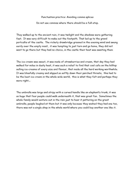Avoiding Comma Splices Pdf