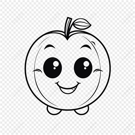 귀여운 만화 눈과 넓은 입 윤곽 스케치 드로잉이 있는 귀여운 사과 색칠 페이지 벡터과일개요 Png 일러스트 무료 다운로드 Lovepik